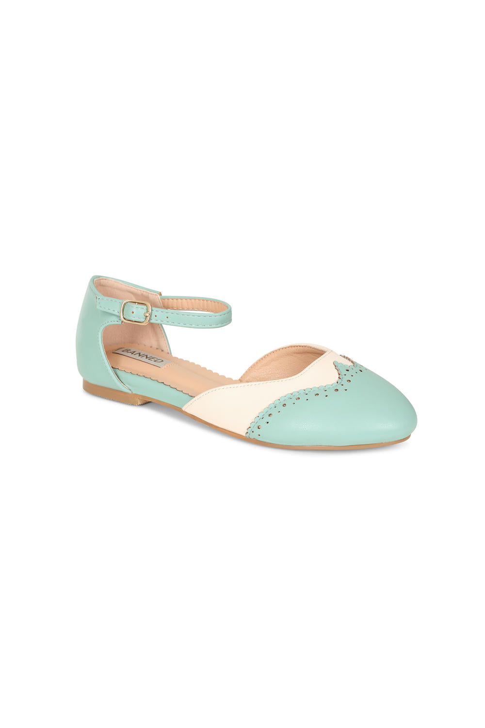 Dapper Dancemates Flats in Cream/Mint – RetroEsque